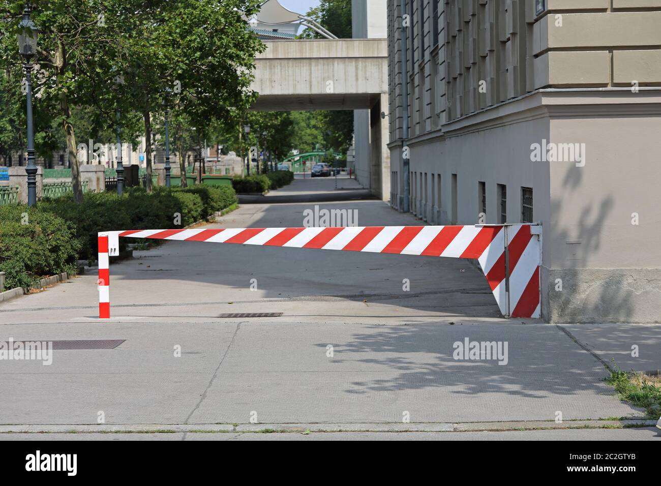 Red and White Parking Barrier Ramp in Vienna Stock Photo - Alamy