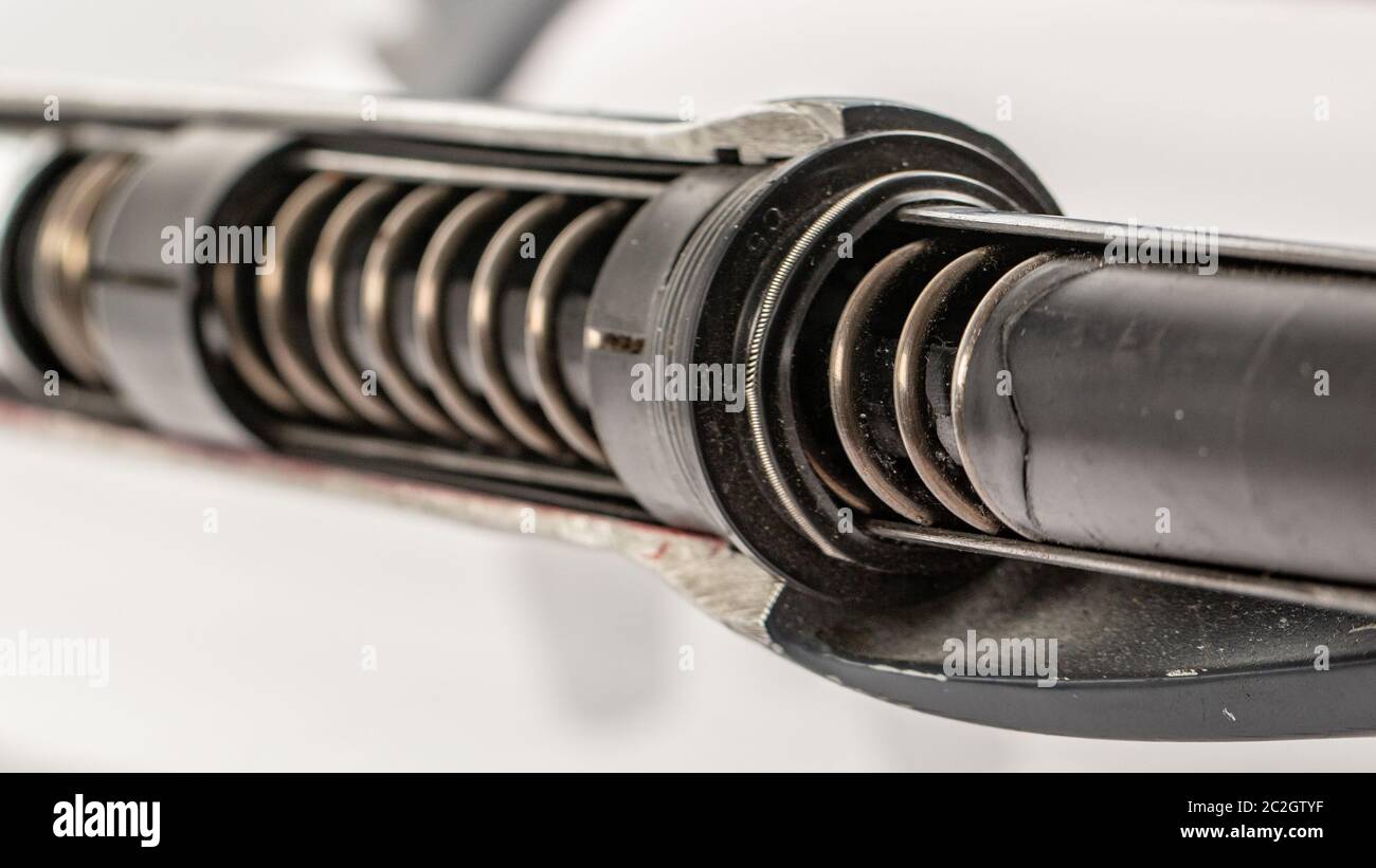 Bicycle fork in the section, you can see all the components Stock Photo ...