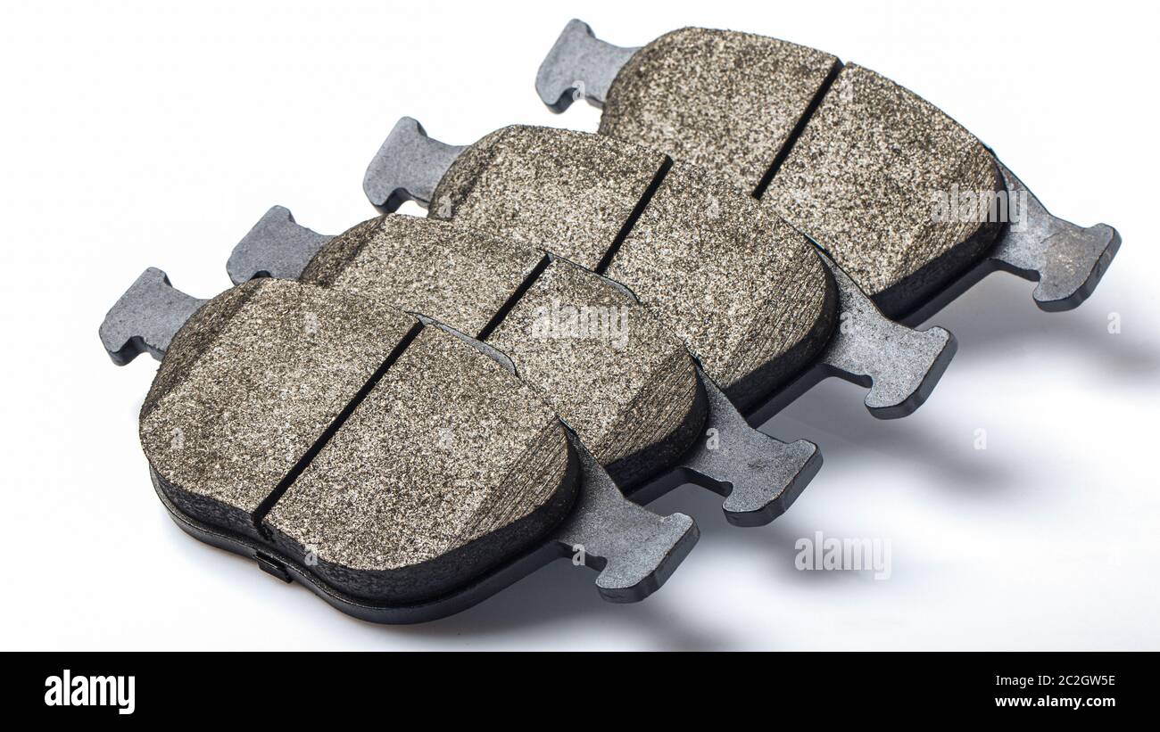 Brake pads, a set of new spare parts for servicing the car's disc brake ...