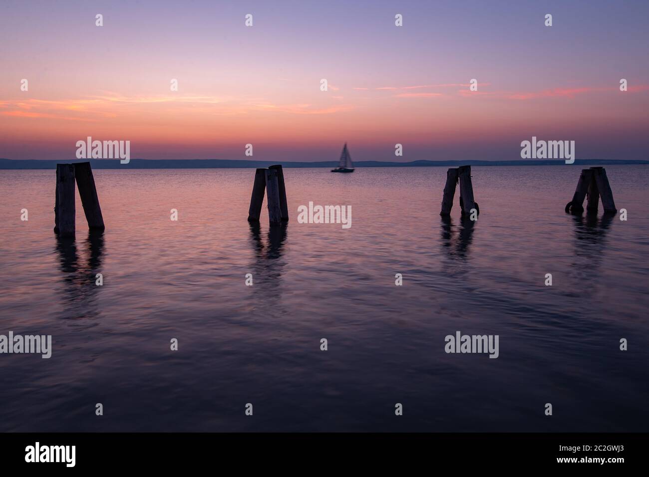 Sunset - Lake Neusiedl Stock Photo - Alamy