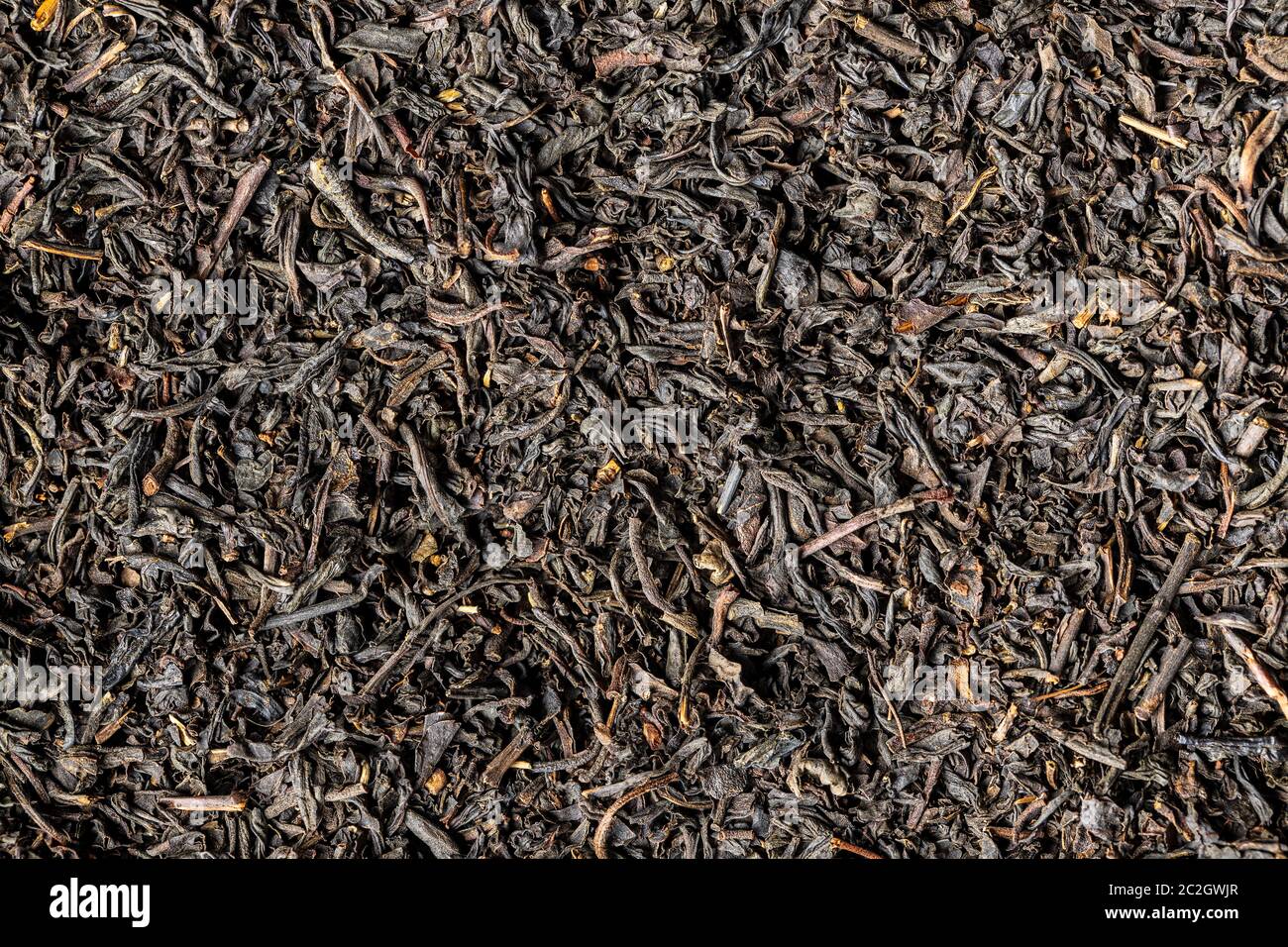 Texture of dried black tea leaves. Top view Stock Photo - Alamy