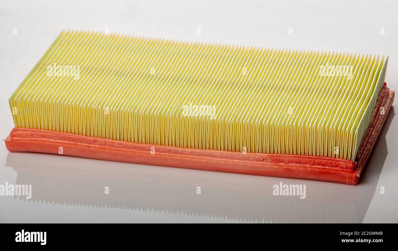 clean car air filter, on a white background close up, expendable Stock ...