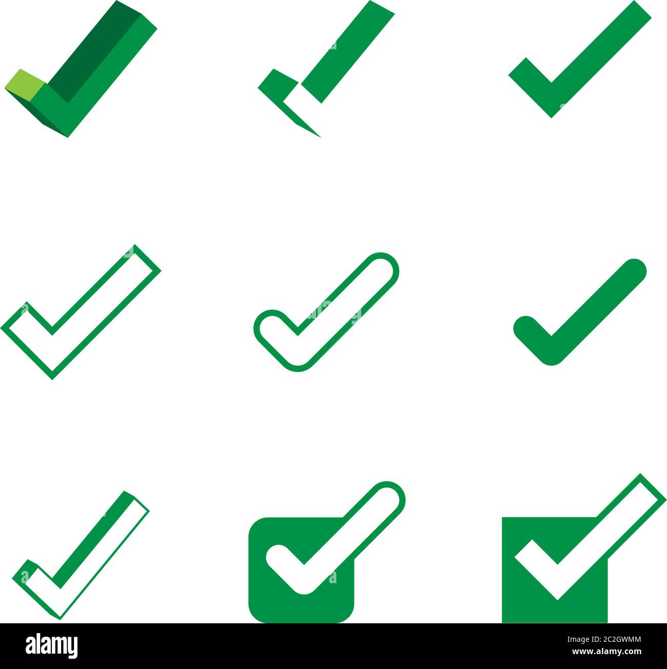 Tick Mark Icon Collection, Check Mark, Right Mark, Vector Art Illustration Stock Vector Image ...