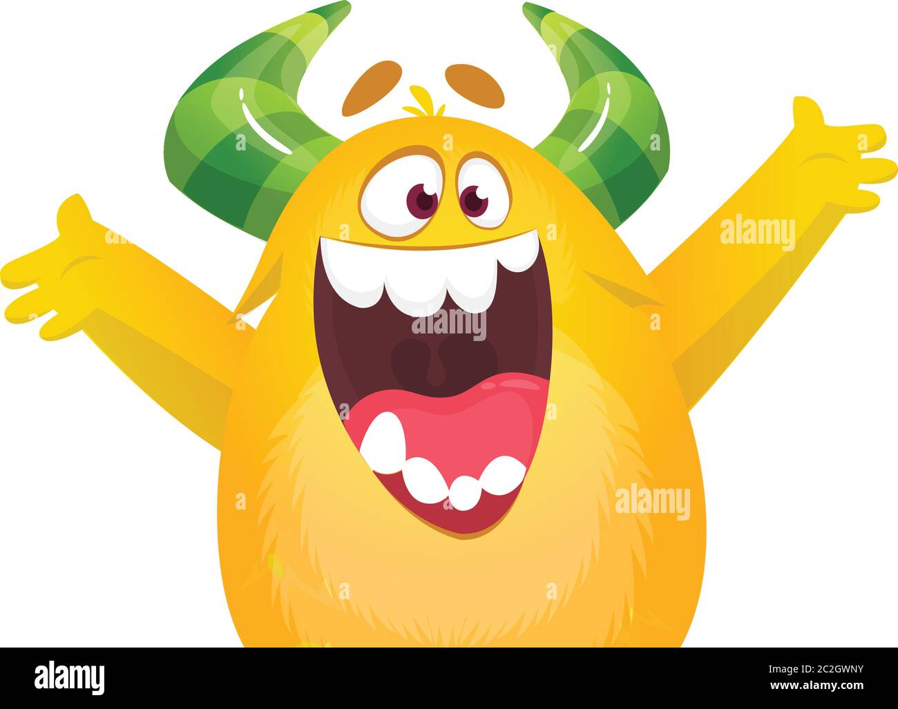 Happy cartoon excited smiling monster. Vector Halloween illustration ...