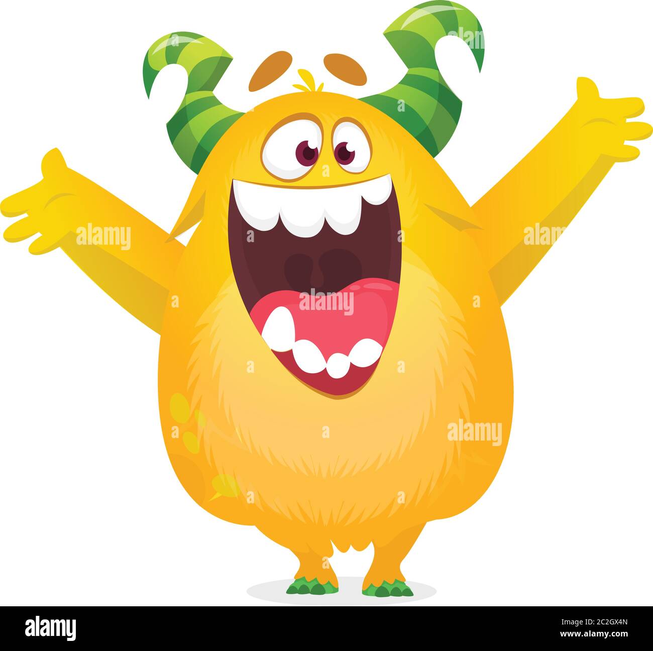 Happy cartoon excited laughing monster. Vector Halloween illustration ...