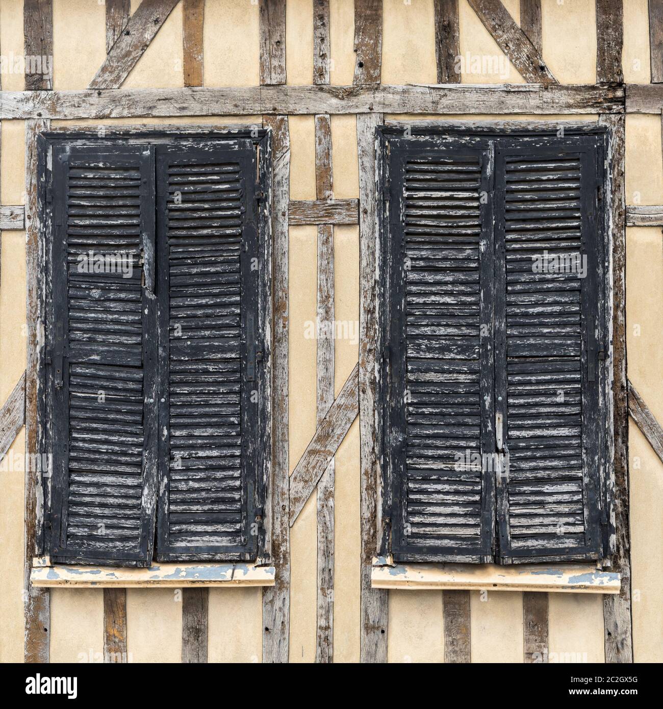 Ancient half-timbered buildings in Troyes. Aube, Champagne-Ardenne ...