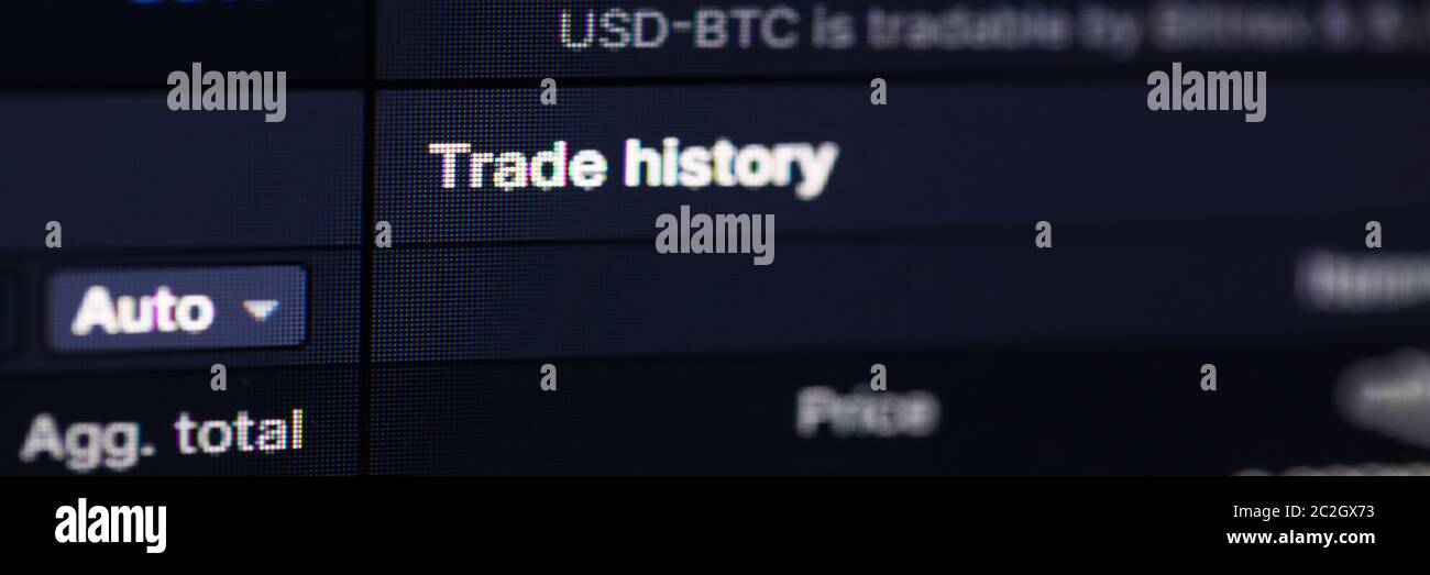 Trade history on screen Stock Photo - Alamy