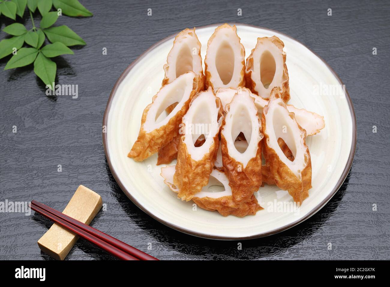 Japanese food, Chikuwa kamaboko on black background Stock Photo - Alamy