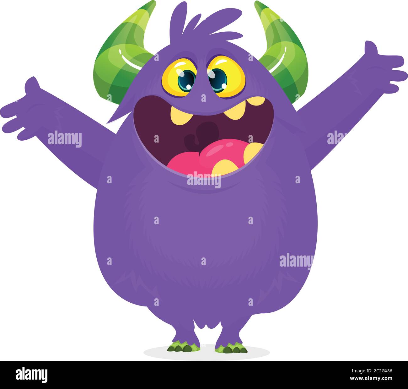 Happy cartoon excited smiling monster. Vector Halloween illustration ...