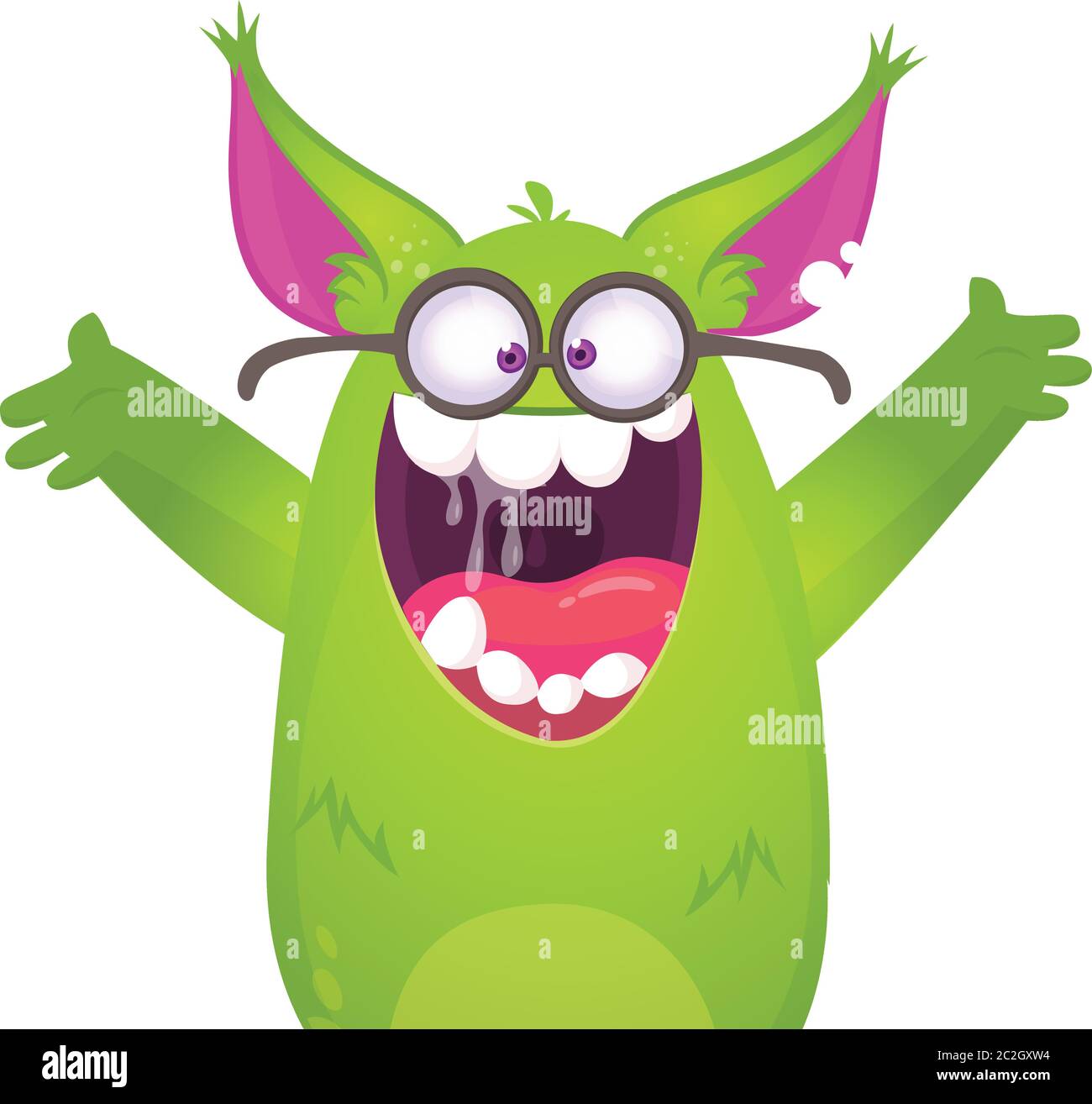 Happy cartoon excited smiling monster. Vector illustration Stock Vector ...