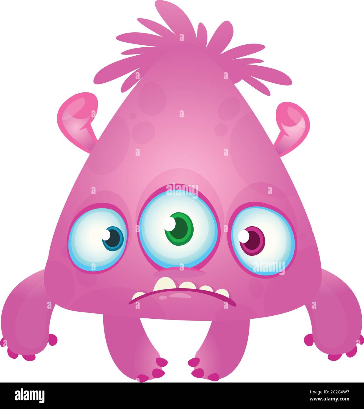 Happy cartoon alien or monster with three eyes. Vector illustration ...