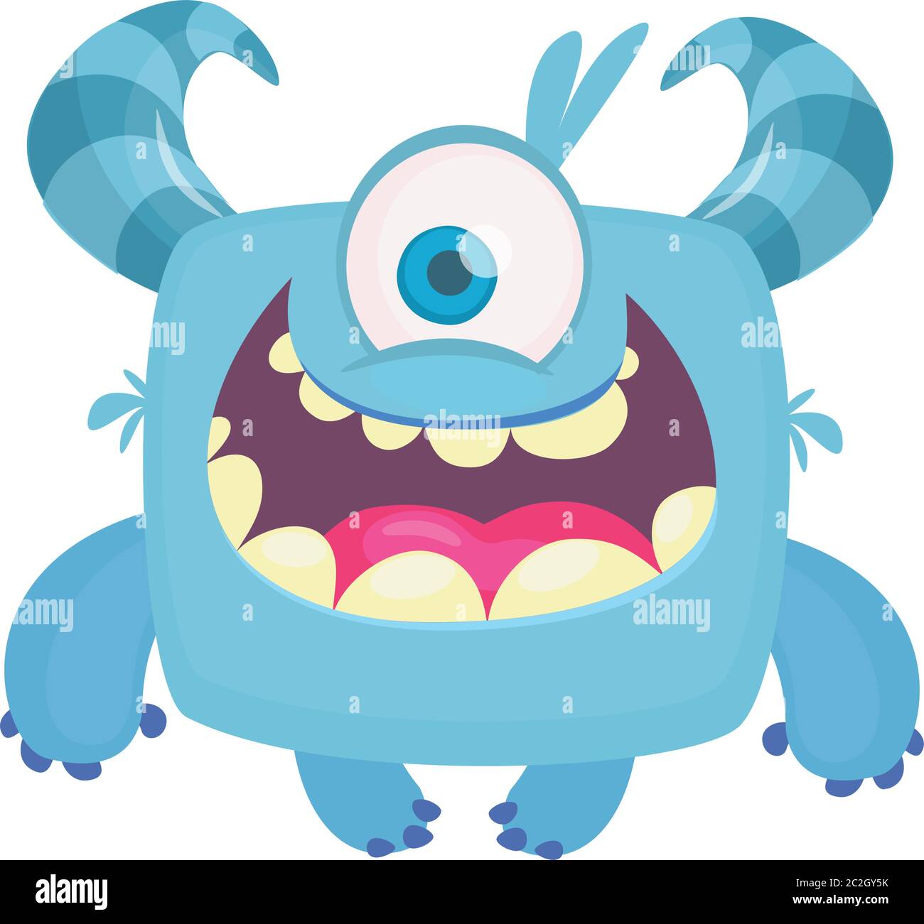 Happy cartoon monster with one eye. Vector Halloween illustration Stock ...