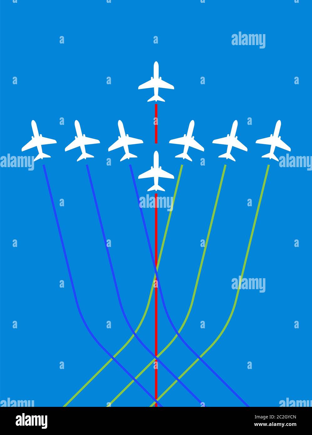 Airplane Flying Formation In Blue Sky, Air Show Display, The ...