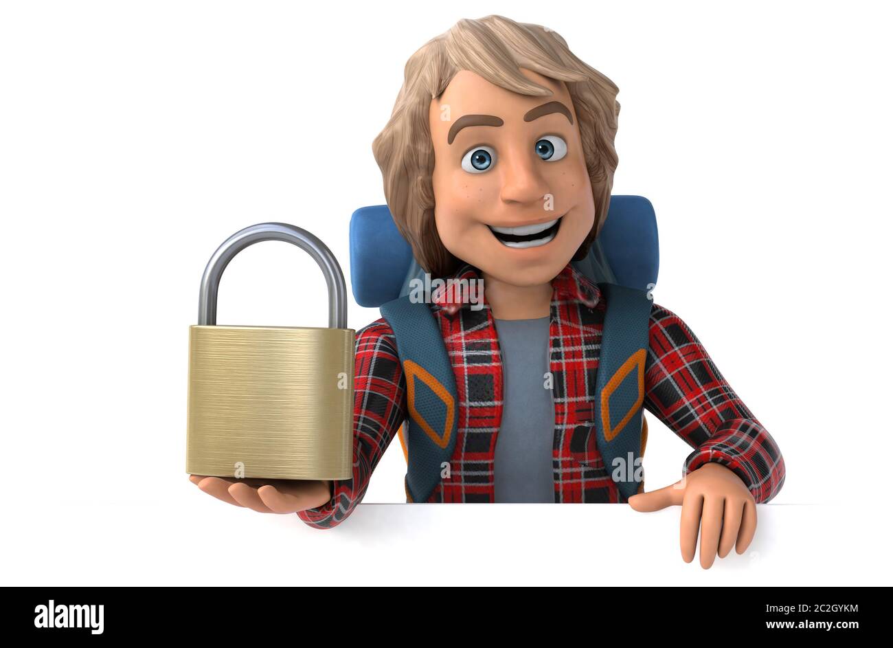 Fun backpacker cartoon guy Stock Photo - Alamy