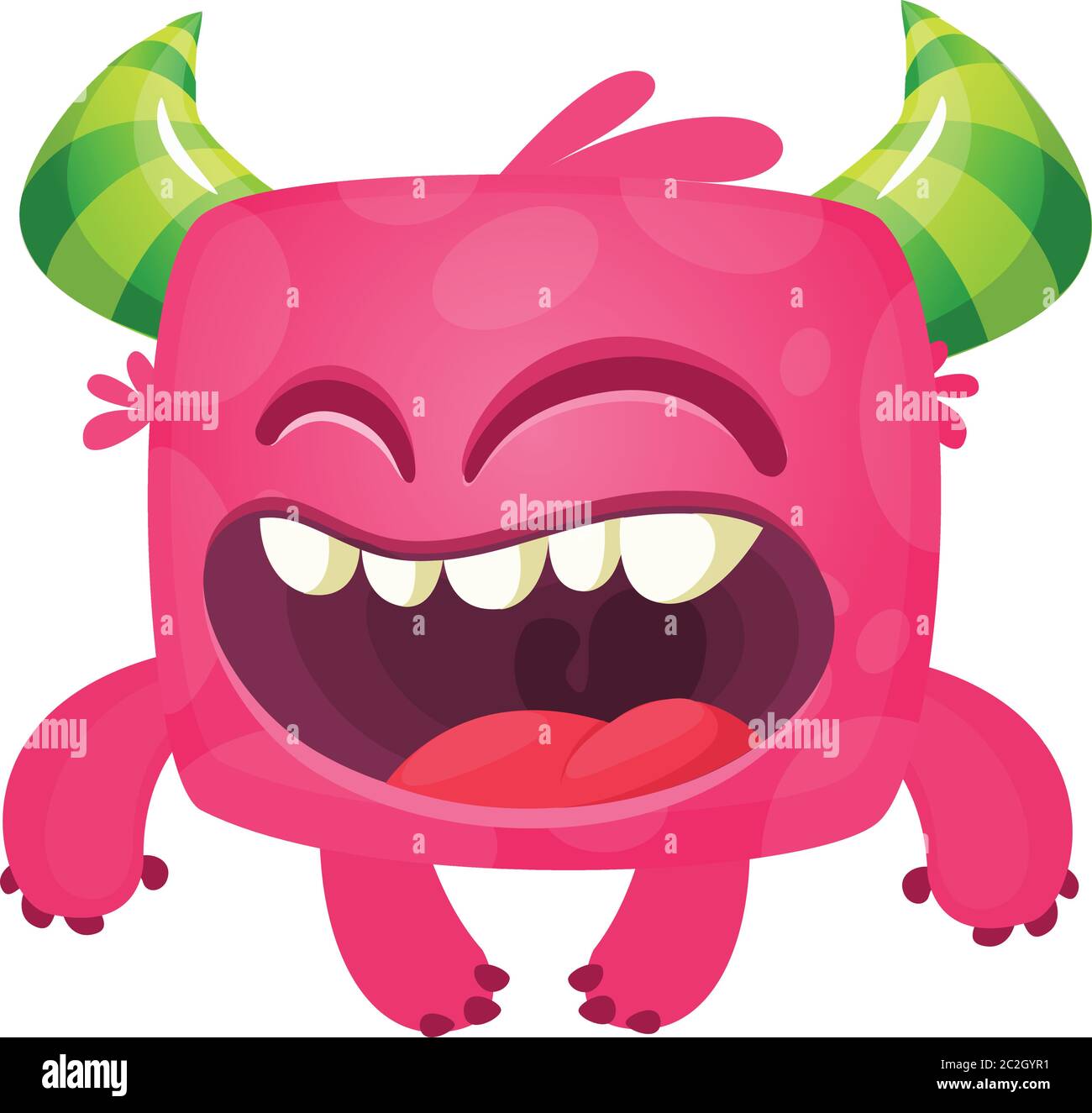 Funny and happy cartoon monster laughing. Vector Halloween illustration ...