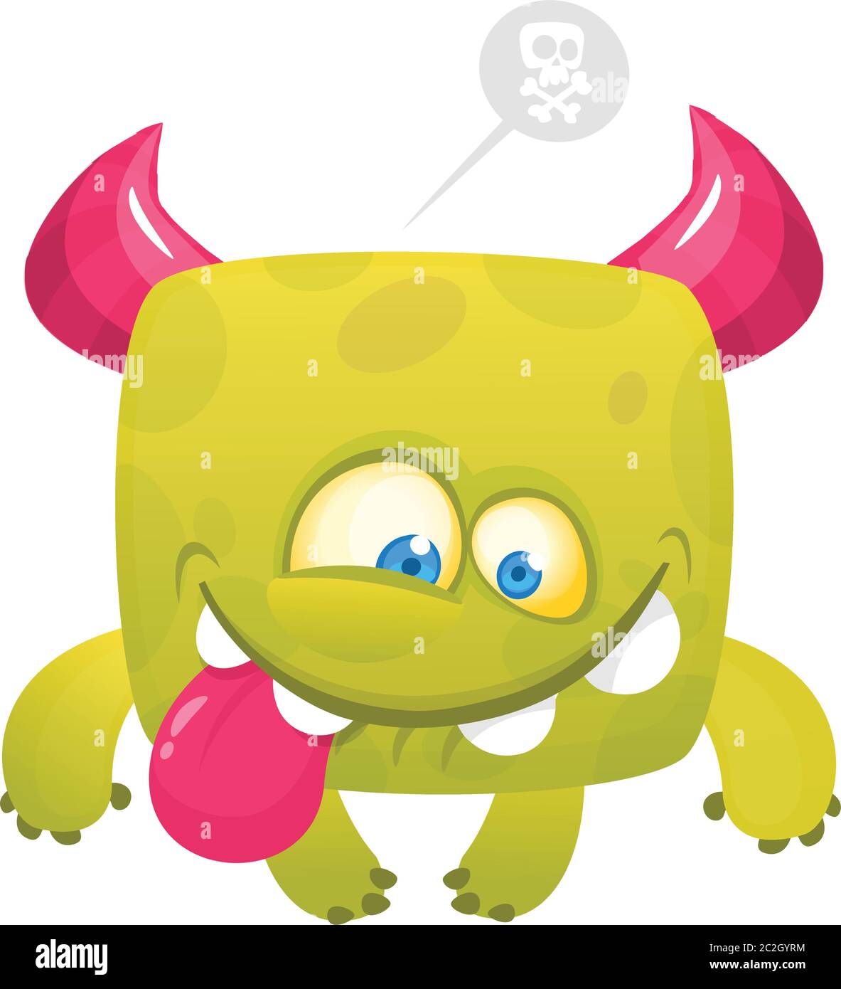Funny and cute cartoon monster alien . Vector Halloween illustration ...