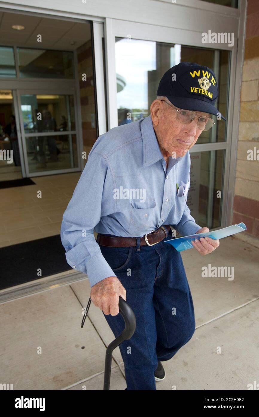 Austin, Texas USA, August 22 2013: An elderly World War II veteran ...
