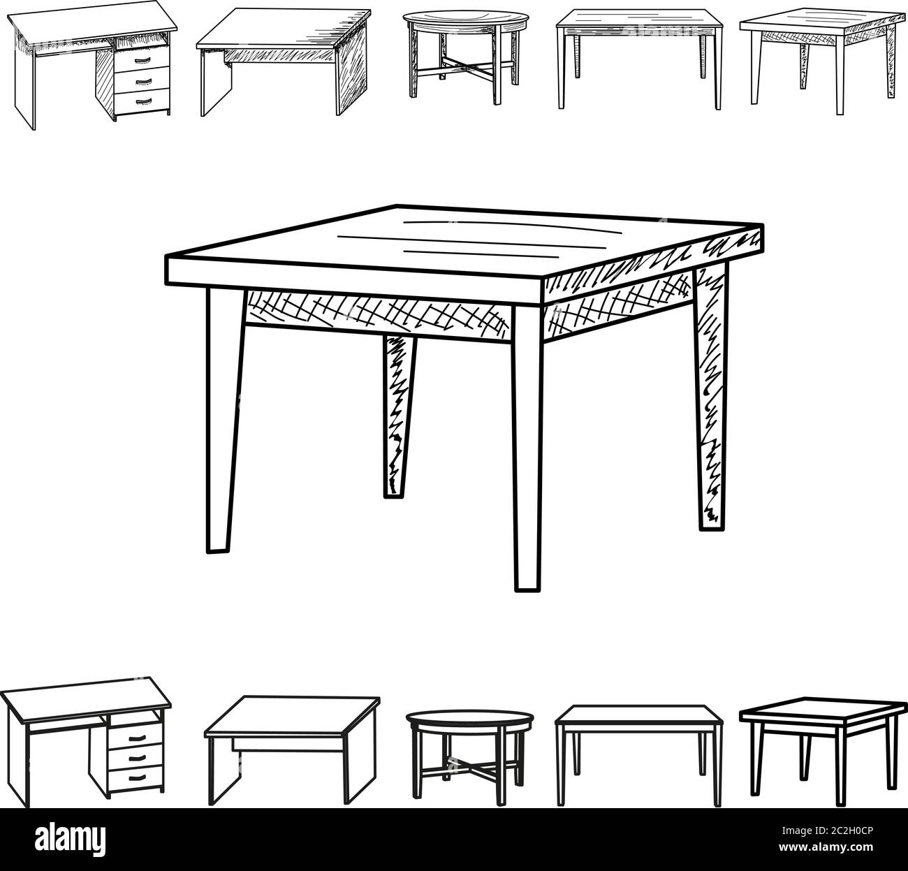 vector, isolated sketch of a table, collection Stock Vector Image & Art ...