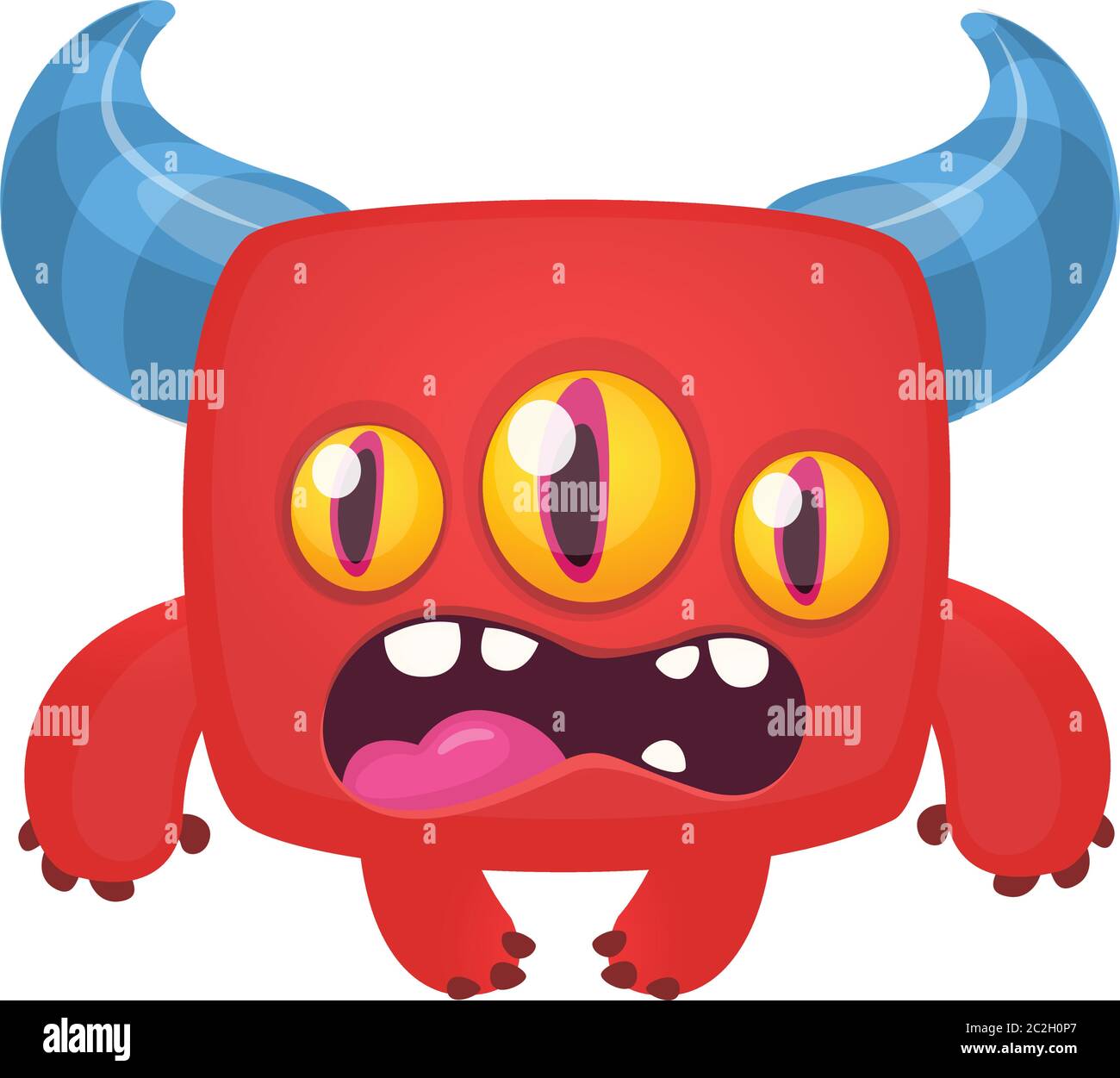 Funny cartoon excited laughing monster. Vector Halloween illustration ...