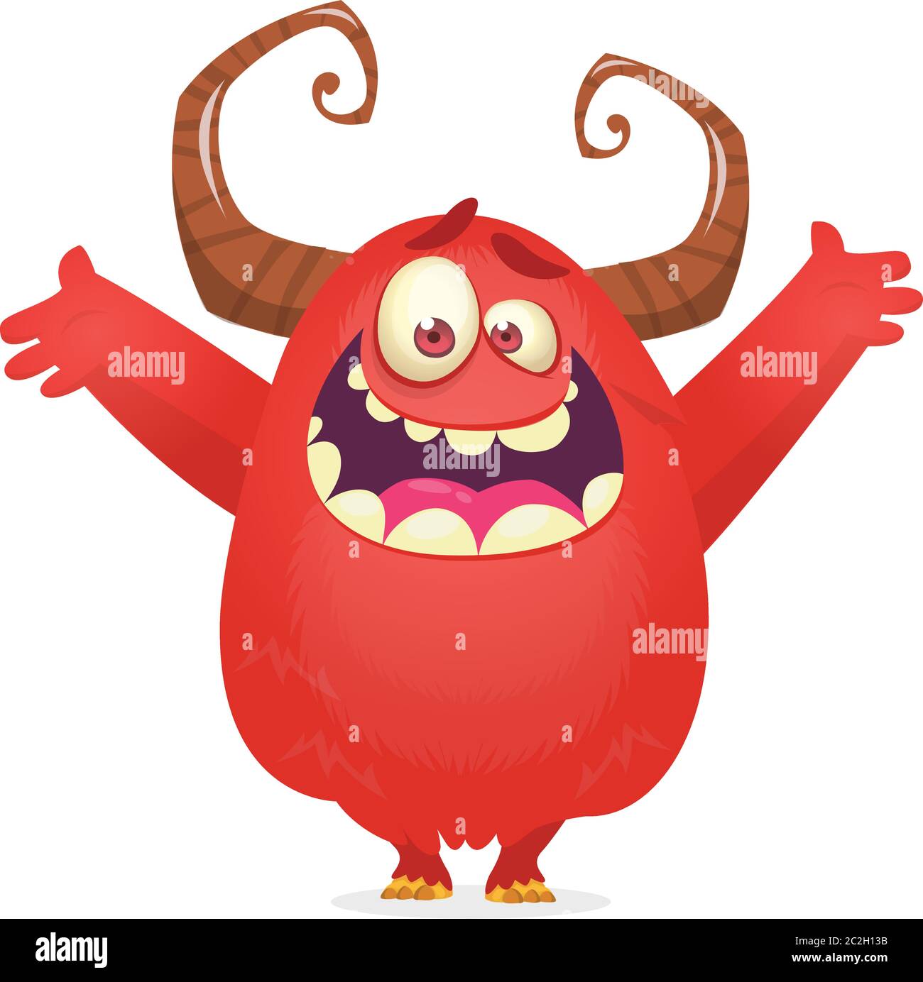 Happy cartoon excited laughing monster. Vector Halloween illustration ...