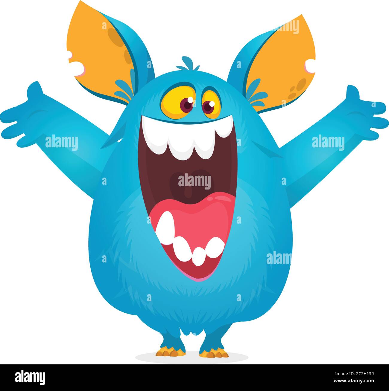 Happy cartoon excited laughing monster. Vector Halloween illustration ...
