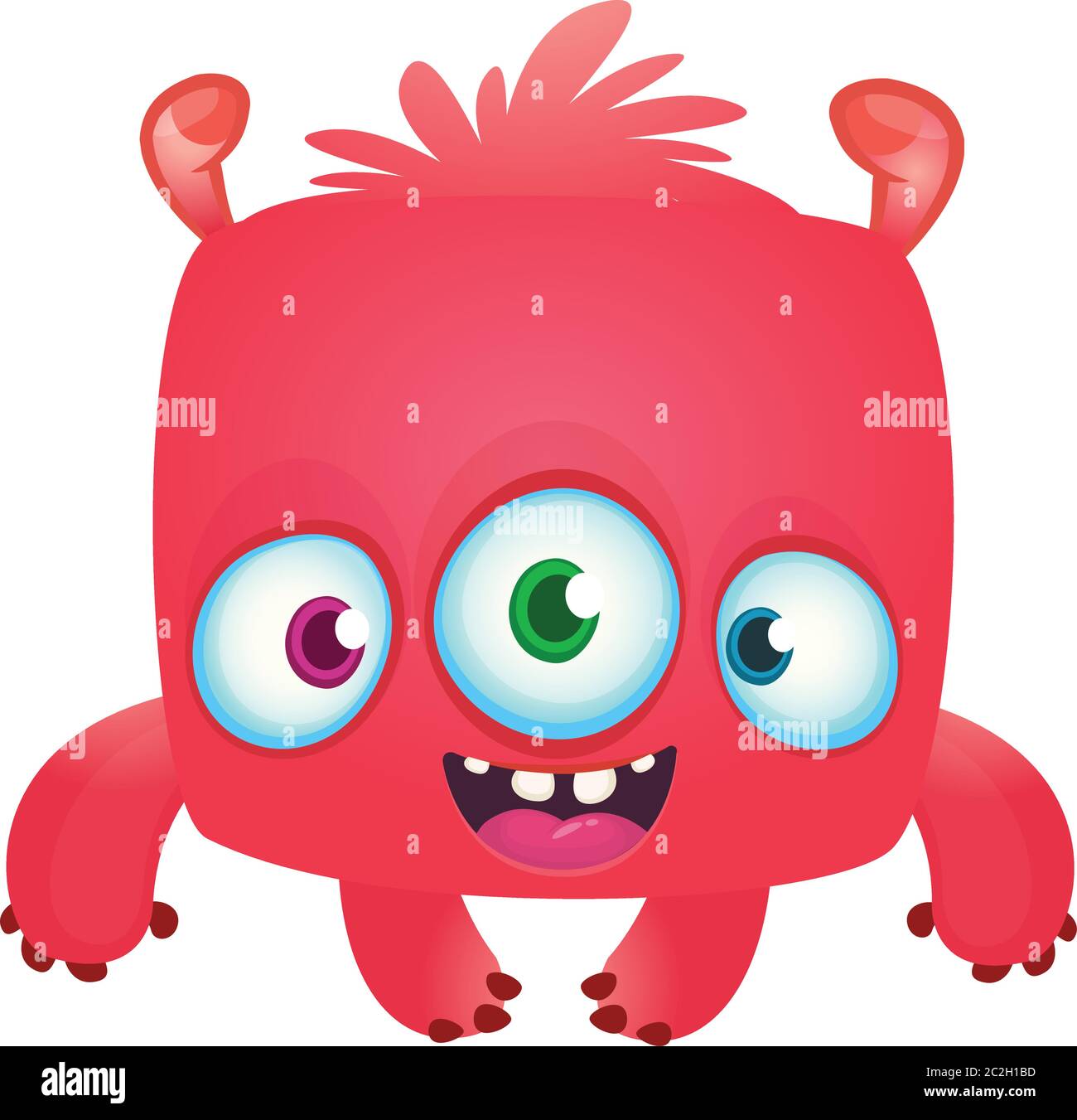 Funny cartoon laughing monster. Vector Halloween illustration Stock ...