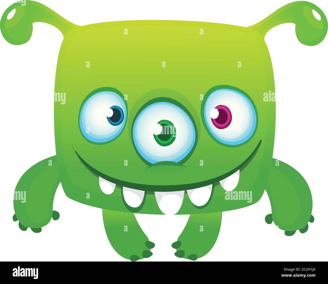 Funny cartoon alien with three eyes. Vector Halloween illustration ...