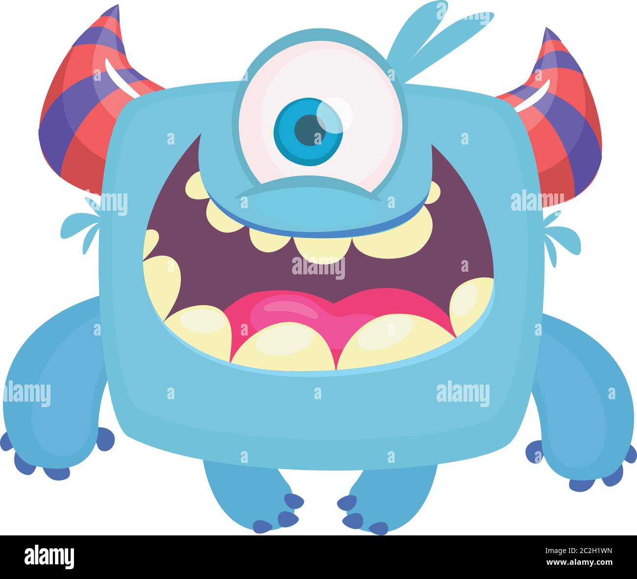 Happy cartoon monster with one eye. Vector Halloween illustration Stock ...