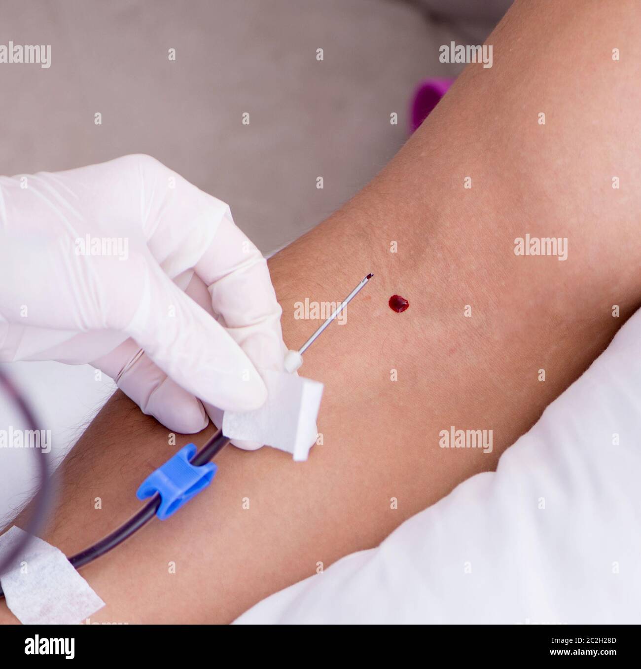 Patient getting blood transfusion in hospital clinic Stock Photo - Alamy