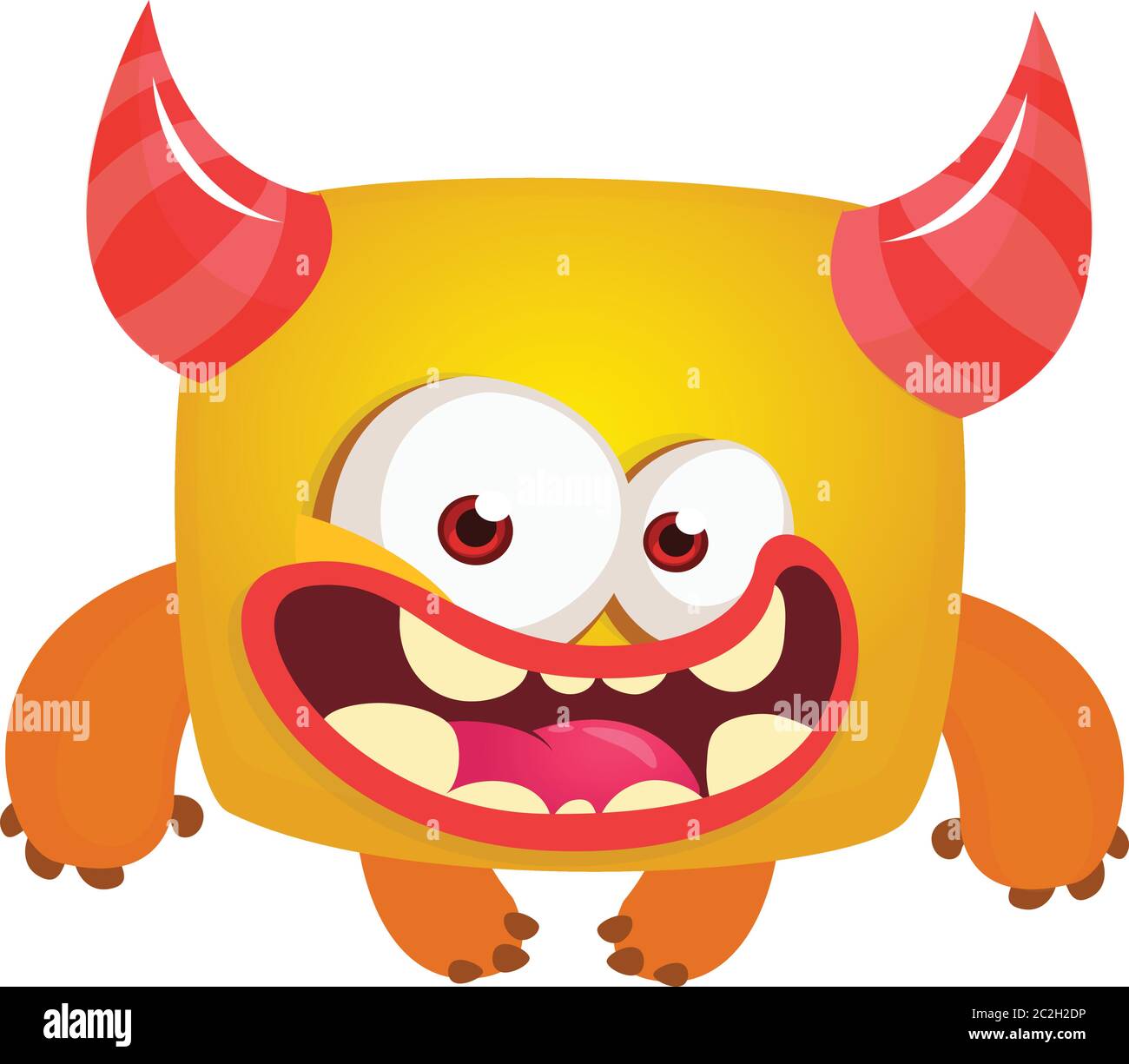 Funny and happy cartoon monster . Vector Halloween illustration Stock ...