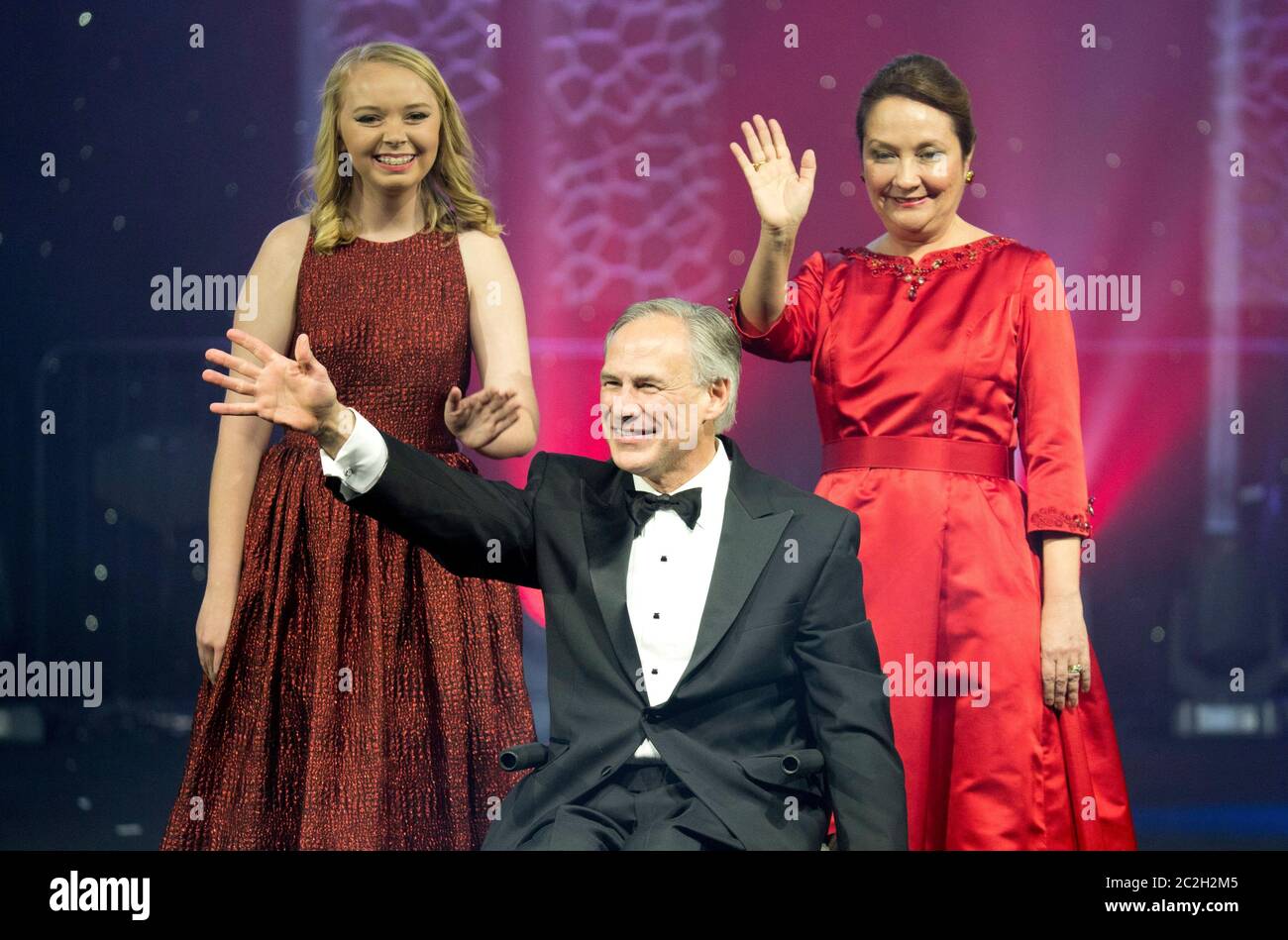 Austin Texas USA, January 20 2015: Texas Greg Abbott, flanked by his ...