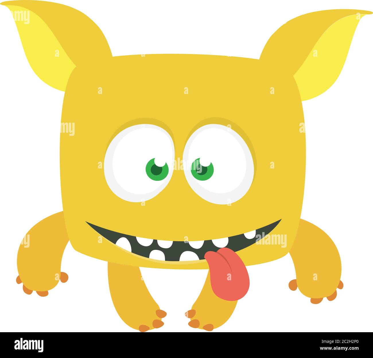 Funny cartoon laughing monster. Vector Halloween illustration Stock ...