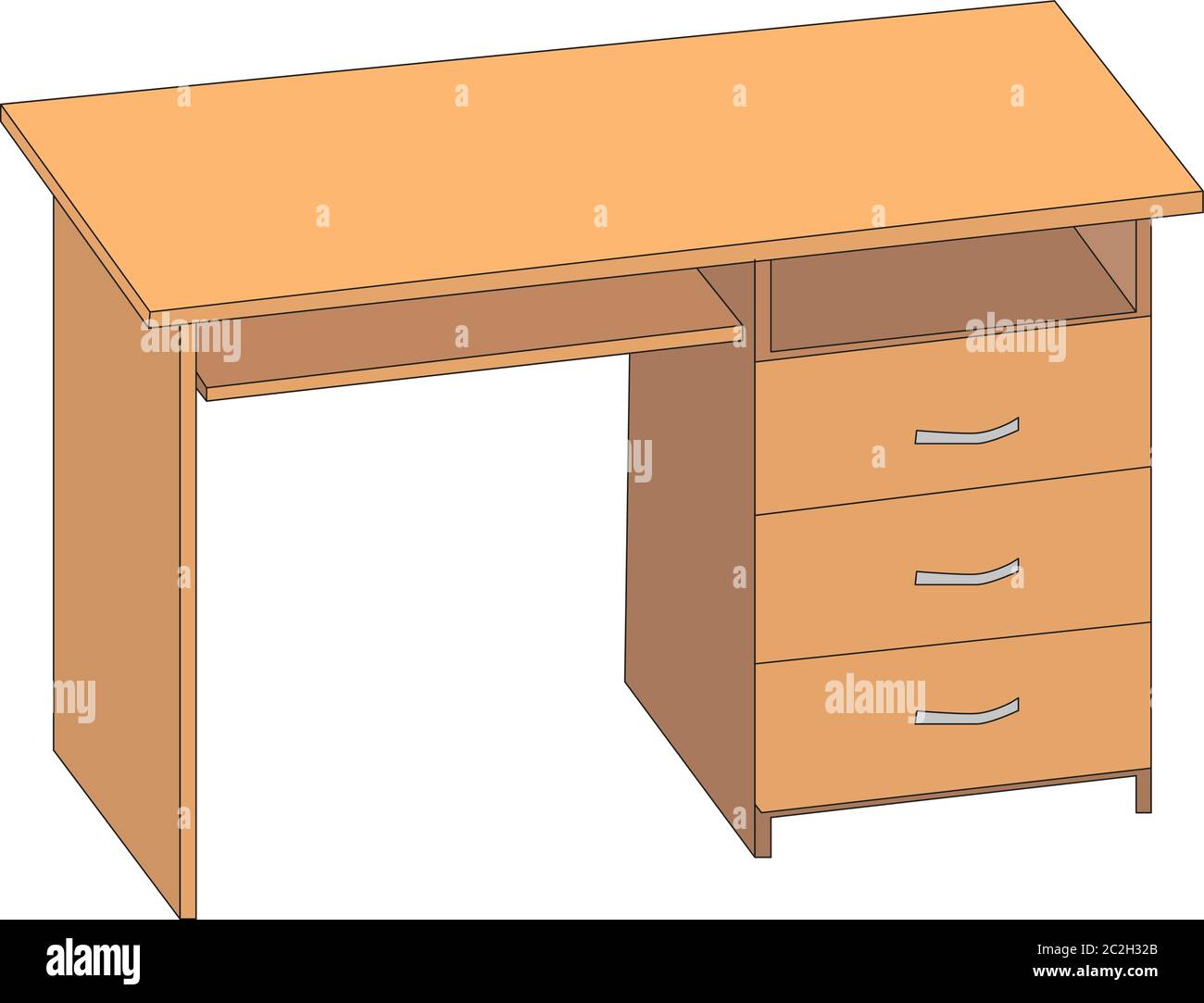 vector, isolated computer desk, on white background Stock Vector Image ...