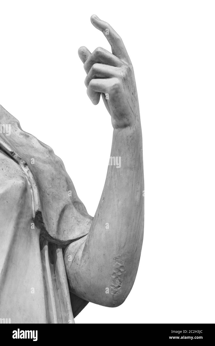 Stone statue detail of human hand isolated on white background by ...
