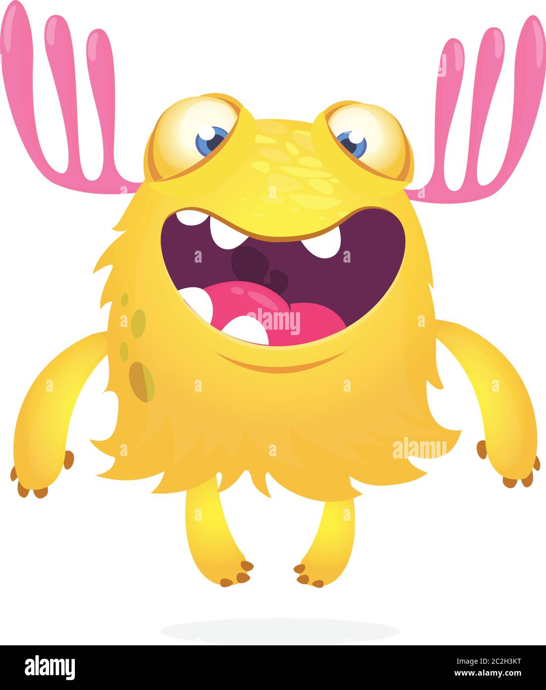 Happy cartoon excited smiling monster. Vector alien character ...
