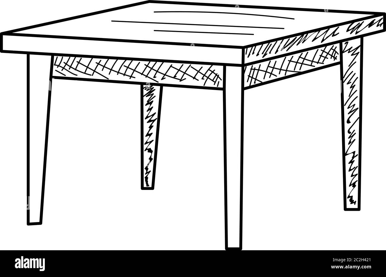 isolated sketch of a table on a white background Stock Vector Image ...