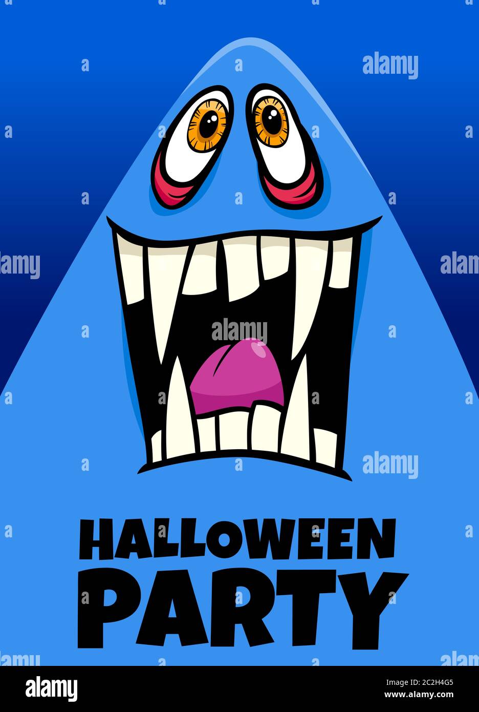 Halloween holiday cartoon poster design with ghost Stock Photo - Alamy