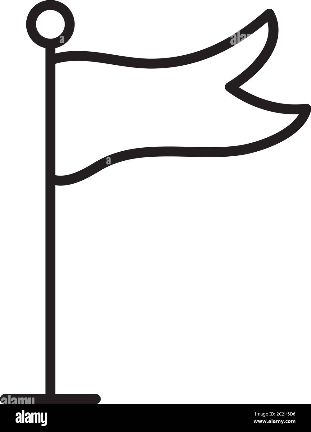 flag on pole icon over white background, line style, vector ...