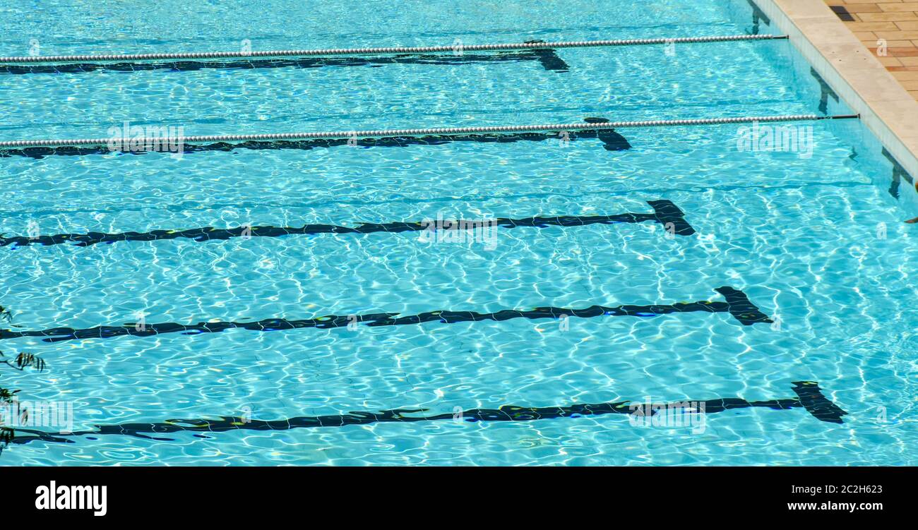Outdoor swimming pool with lane markings Stock Photo - Alamy