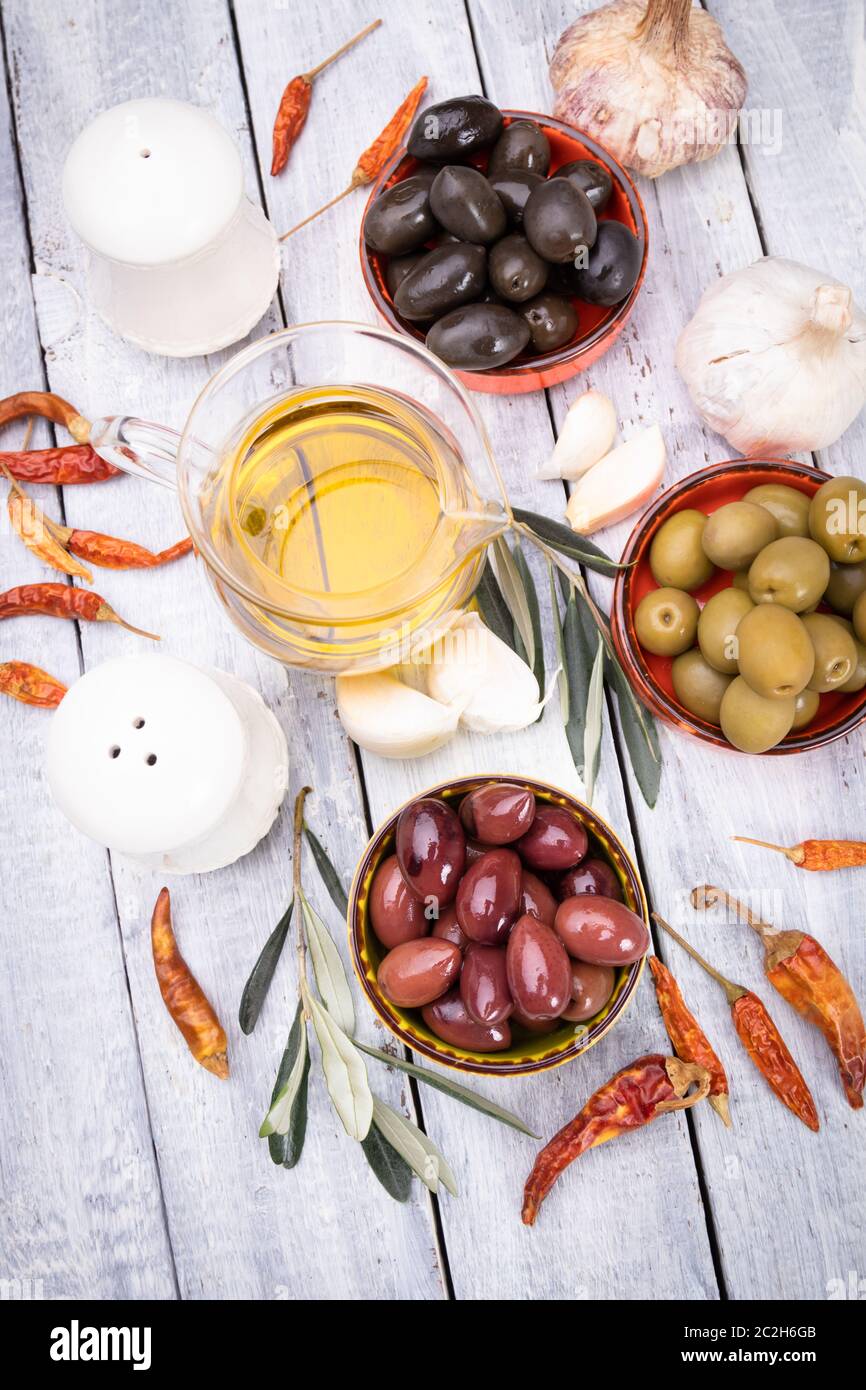 Pickled olives ready to eat, healthy food used in mediterranean ...