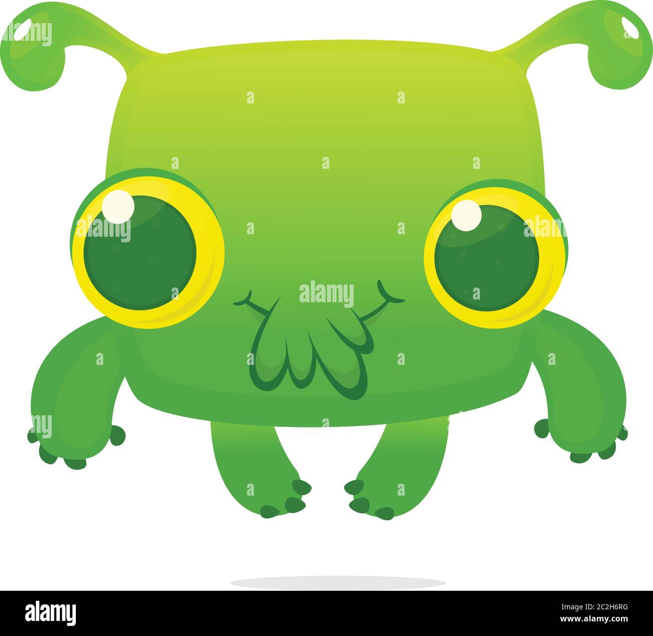 Funny cartoon green alien. Vector Halloween illustration Stock Vector ...