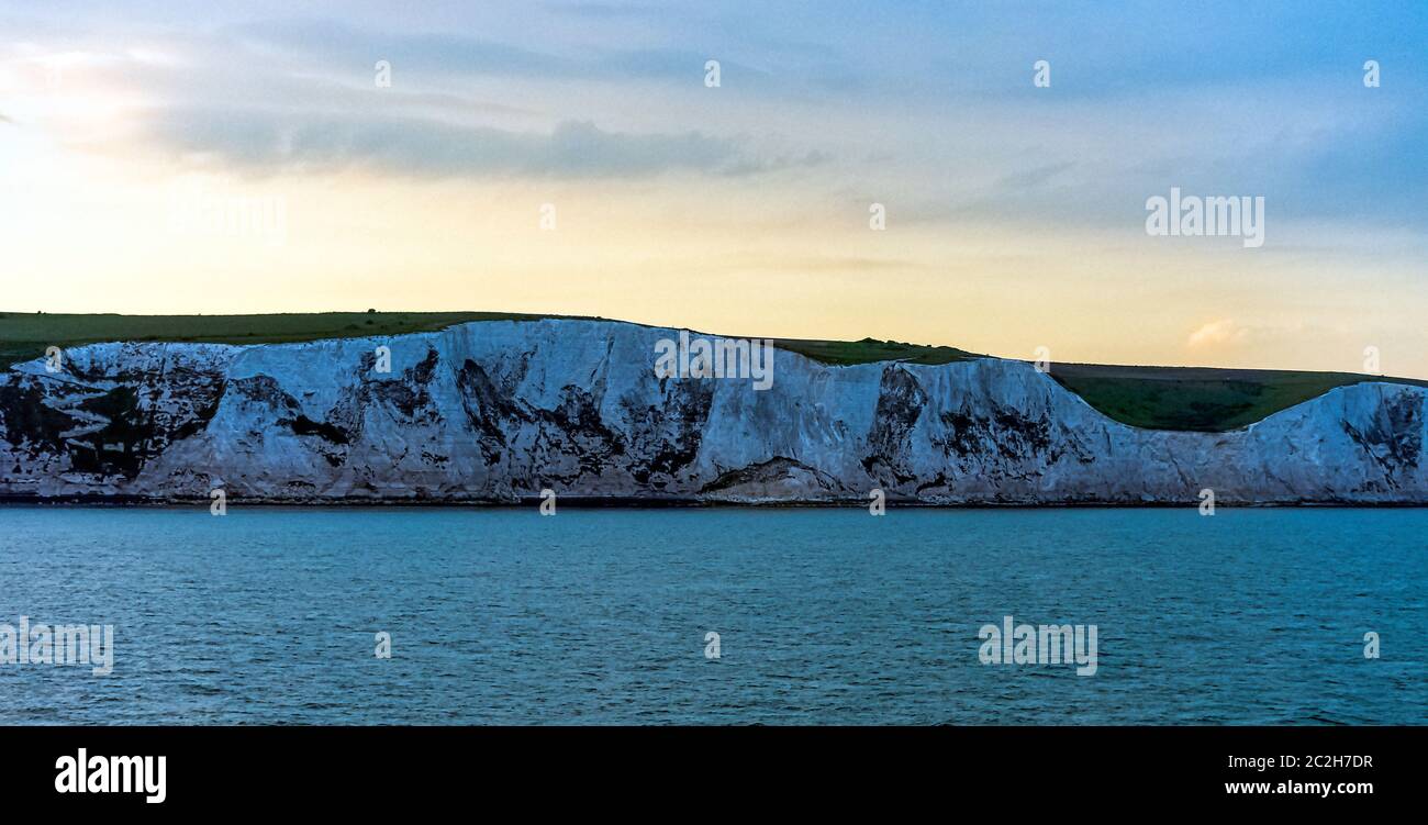 White cliffs of Dover during sunset - Dover, United Kingdom Stock Photo ...