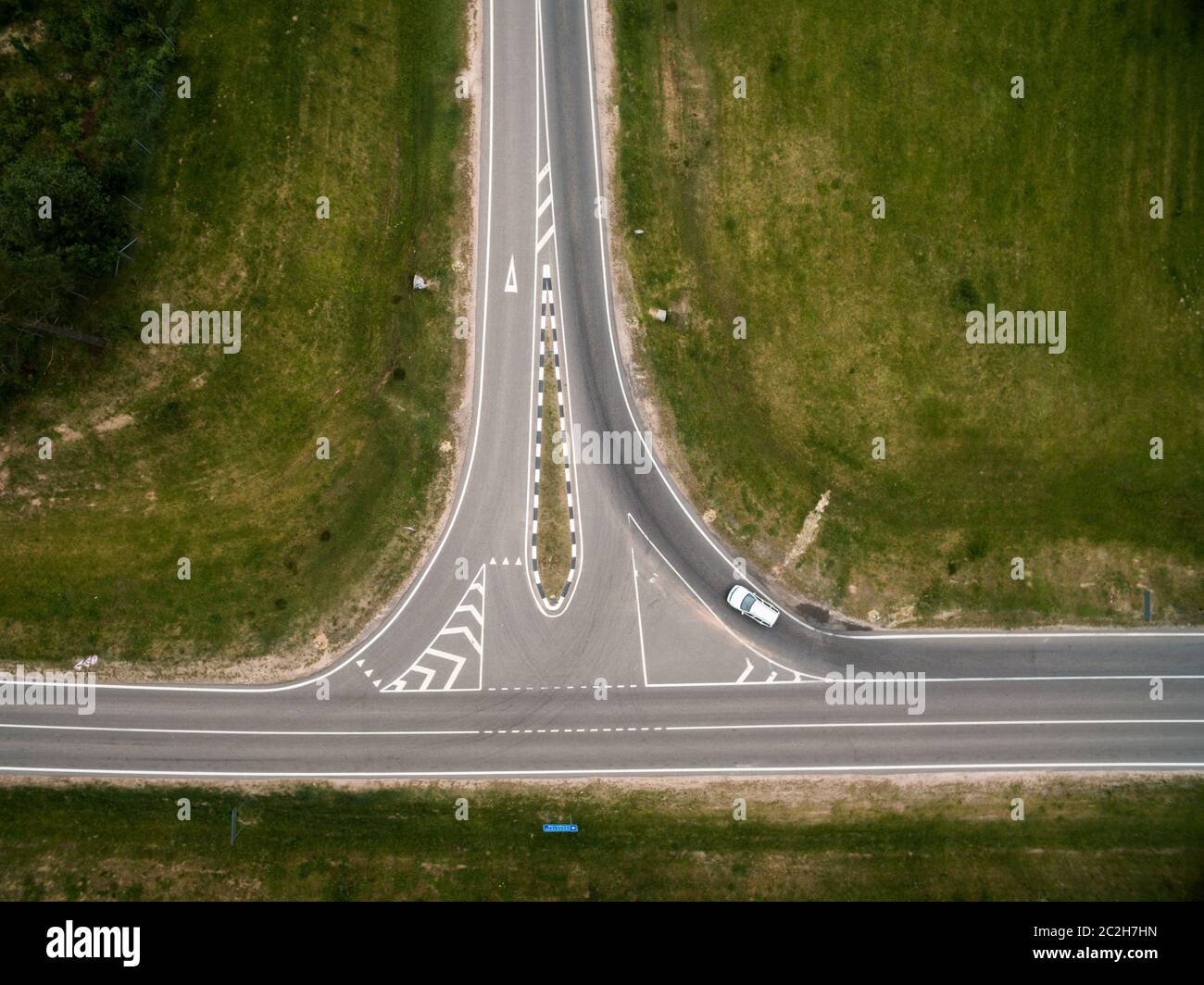 Asphalt highway and road. Top view. Summer landscape. Drone photo Stock ...