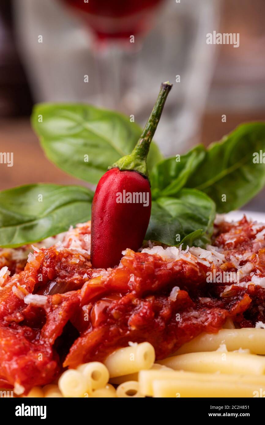 Maccheroni with red sauce hi-res stock photography and images - Alamy