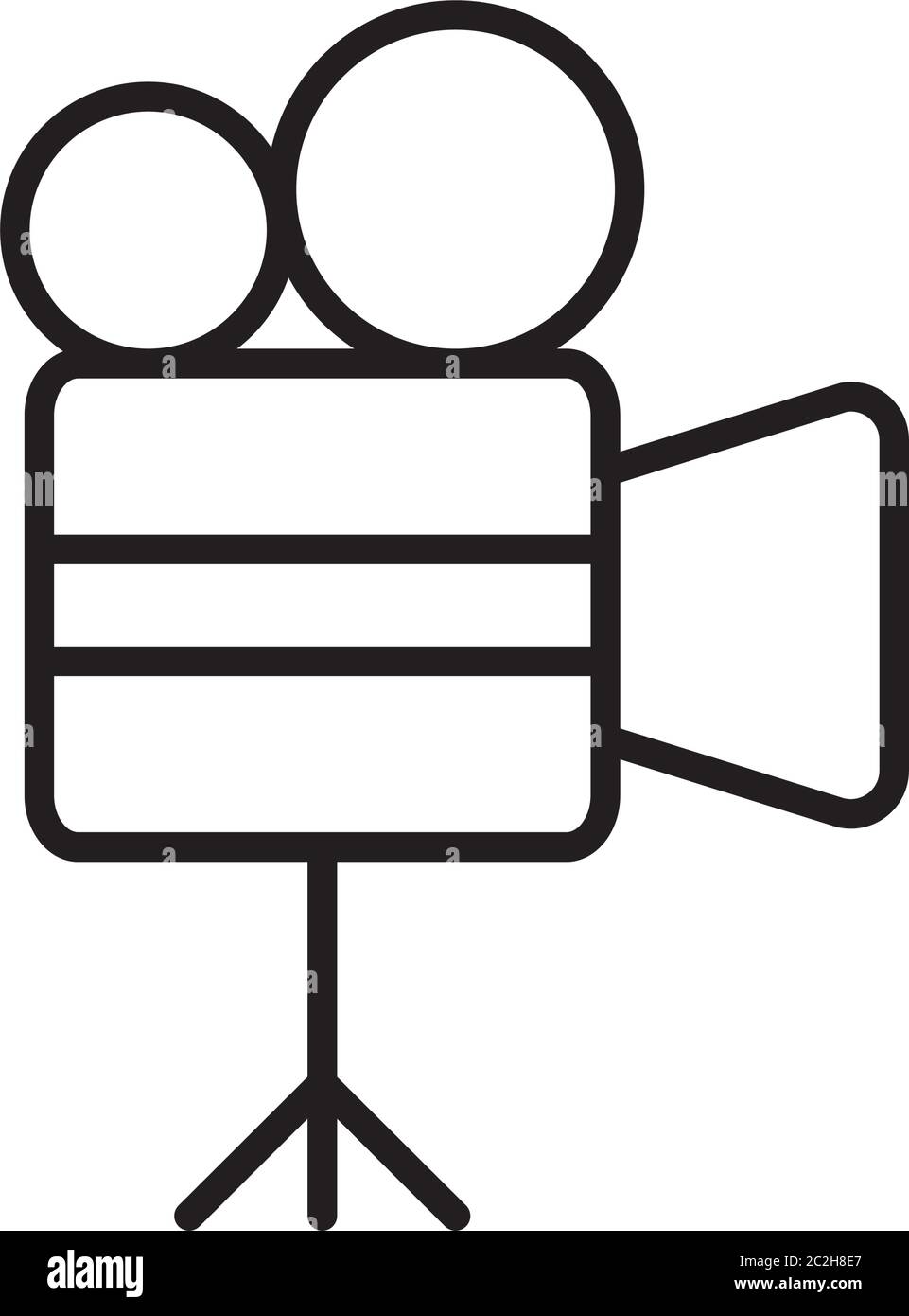 video camera icon over white background, line style, vector ...