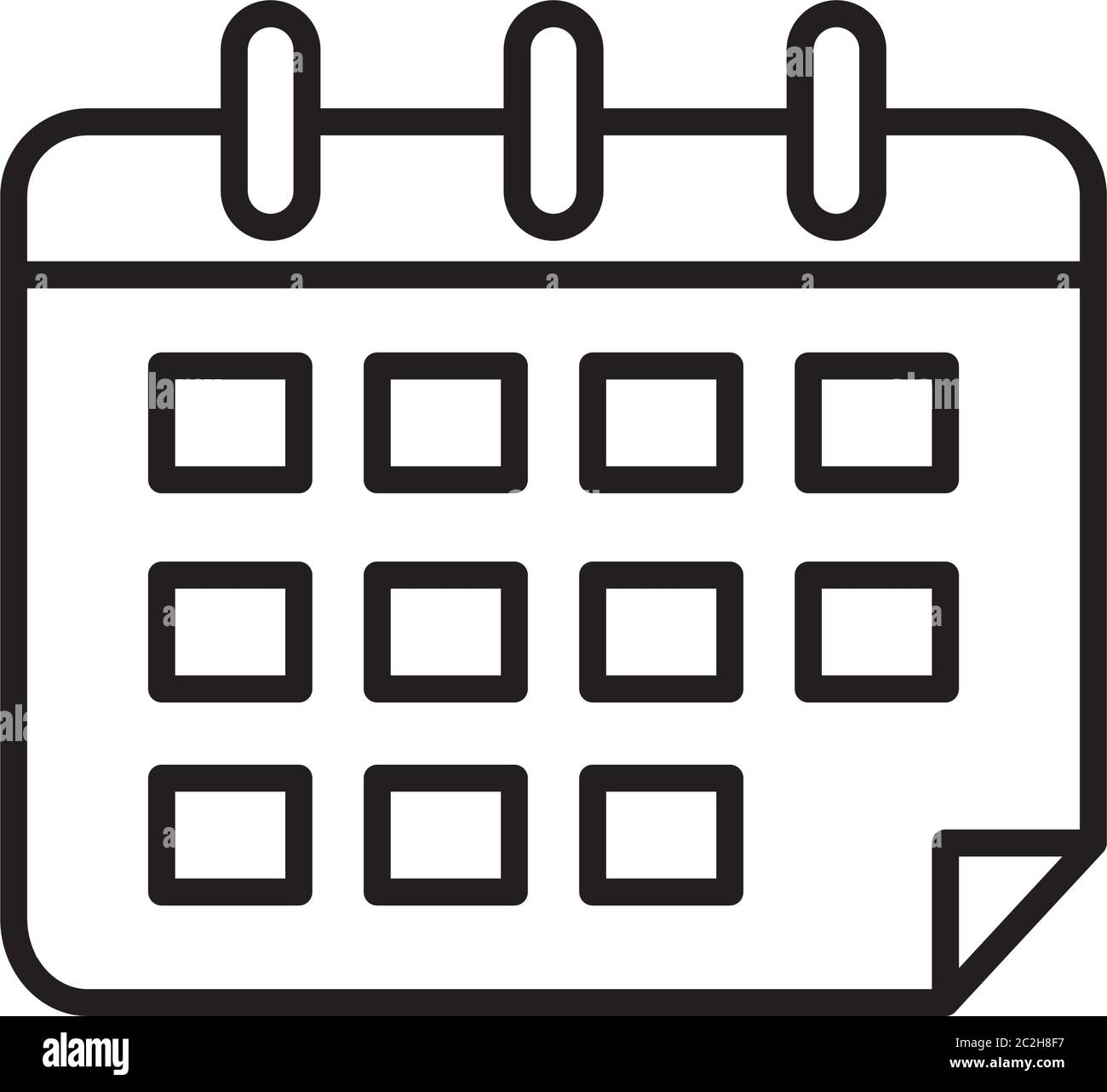 calendar planner icon over white background, line style, vector ...