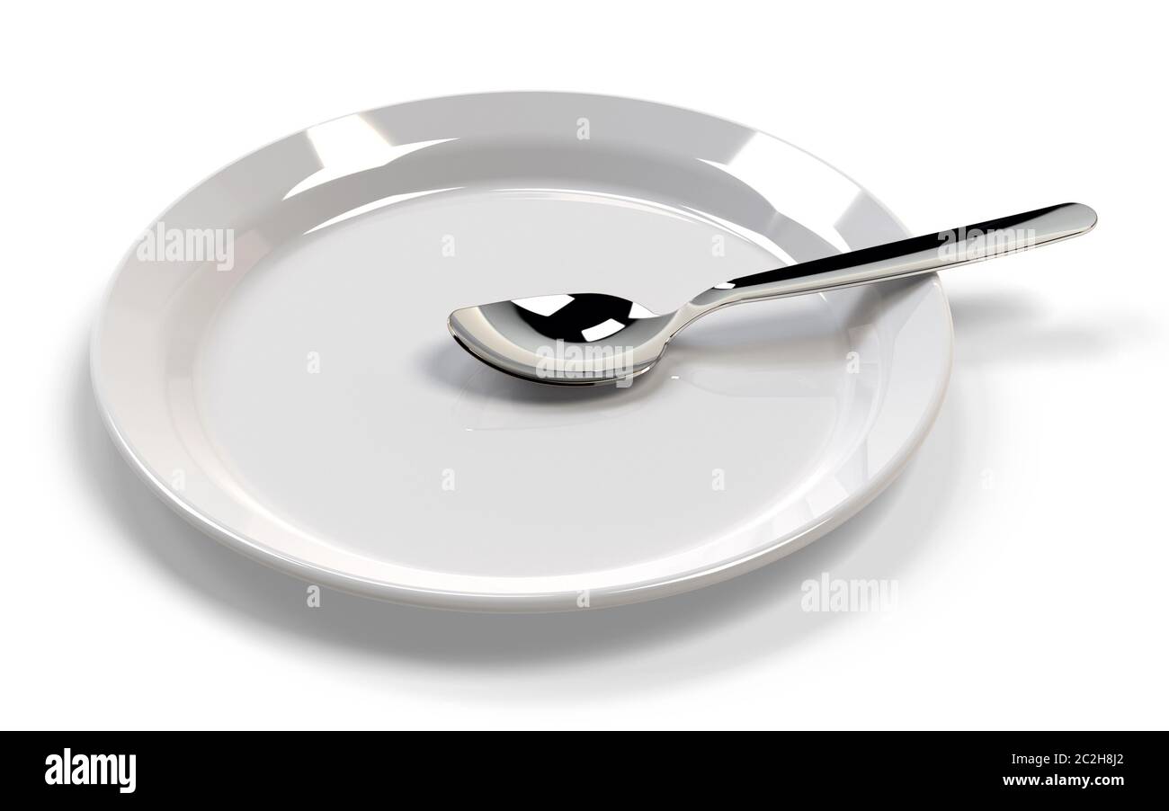 Empty dish with spoon Stock Photo - Alamy
