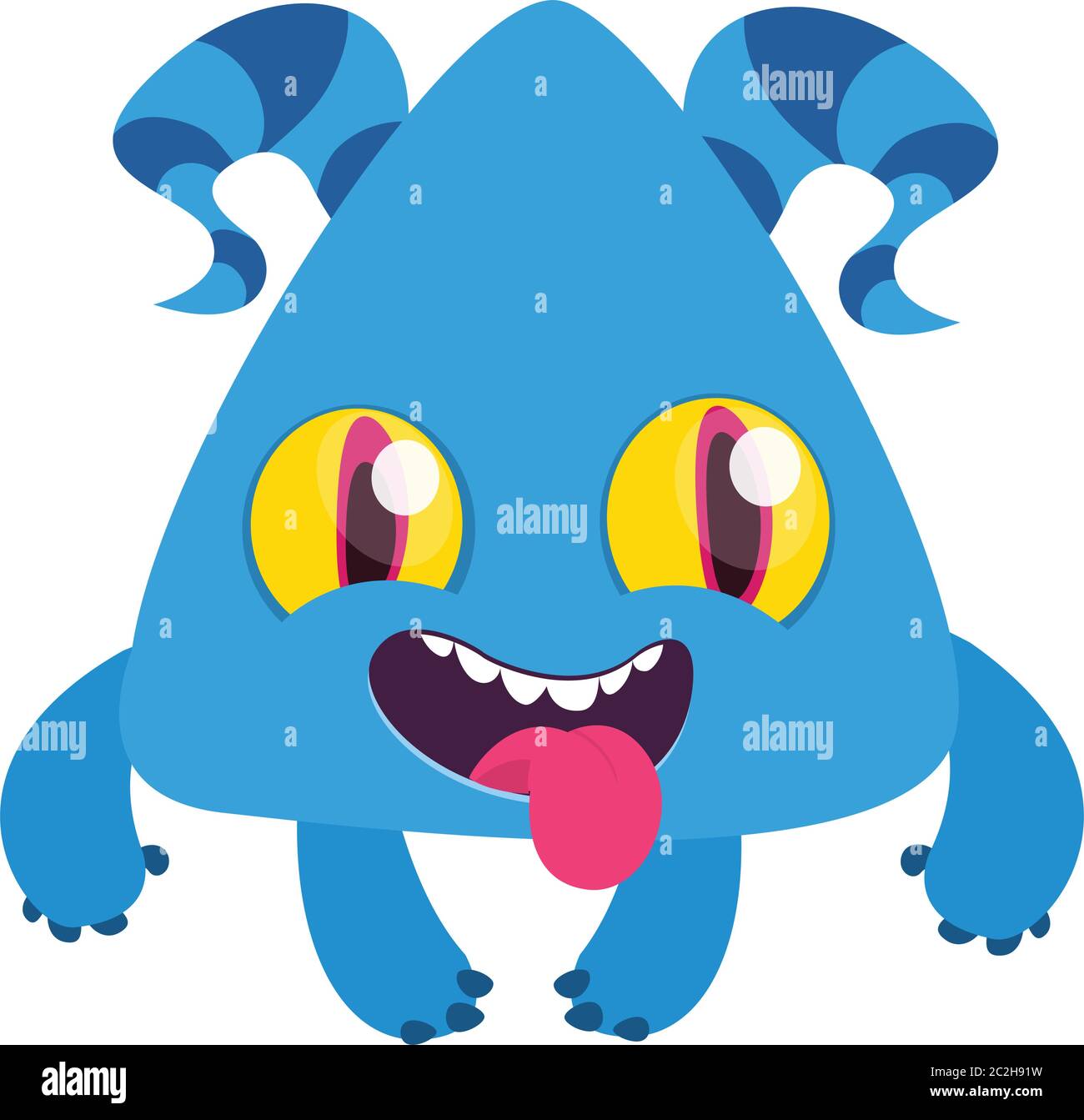 Funny and cute cartoon alien creature. Vector Halloween illustration ...