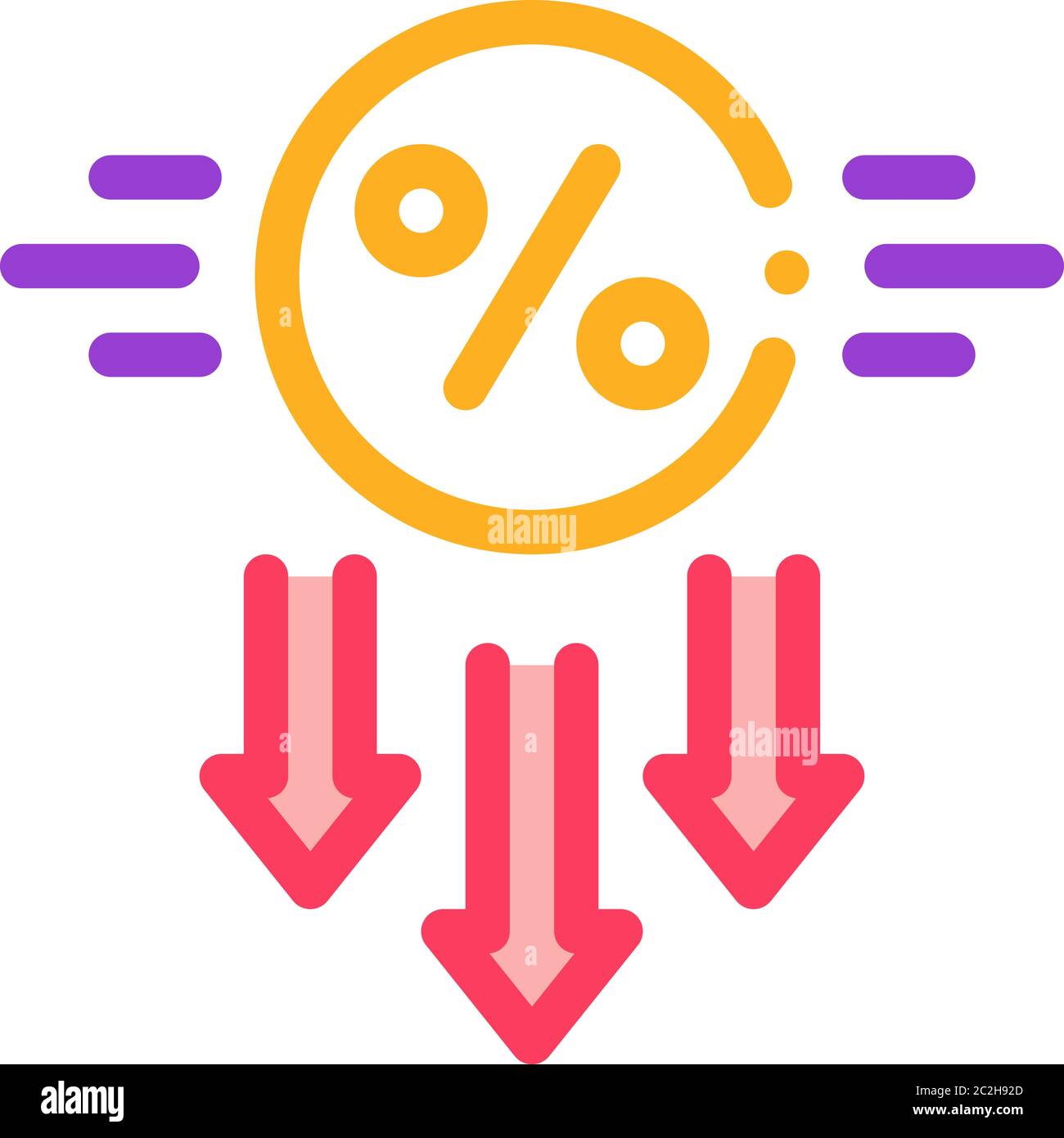 falling interest down icon vector outline illustration Stock Vector ...