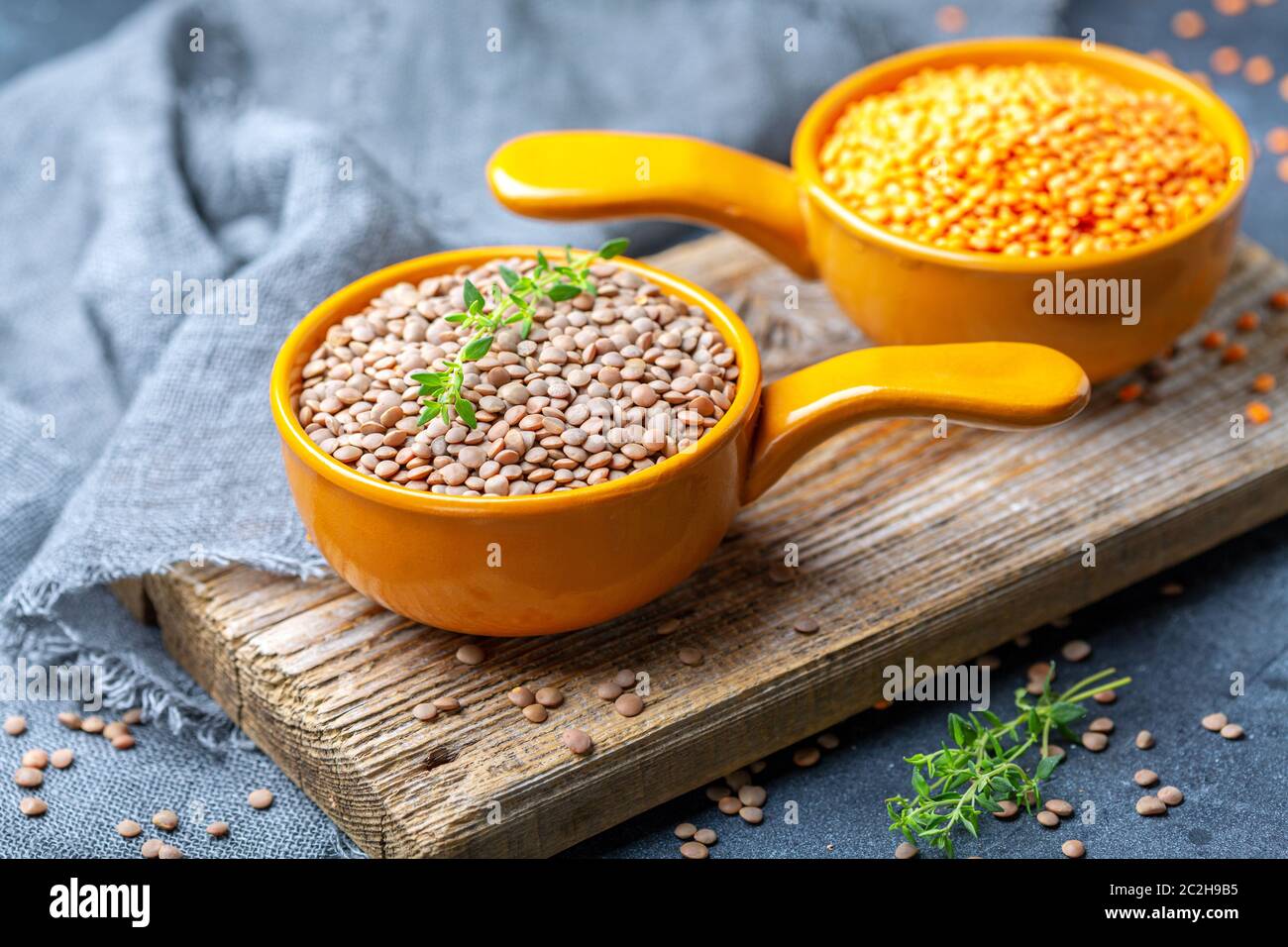 Red lentils are a high-protein product for a healthy diet Stock Photo ...